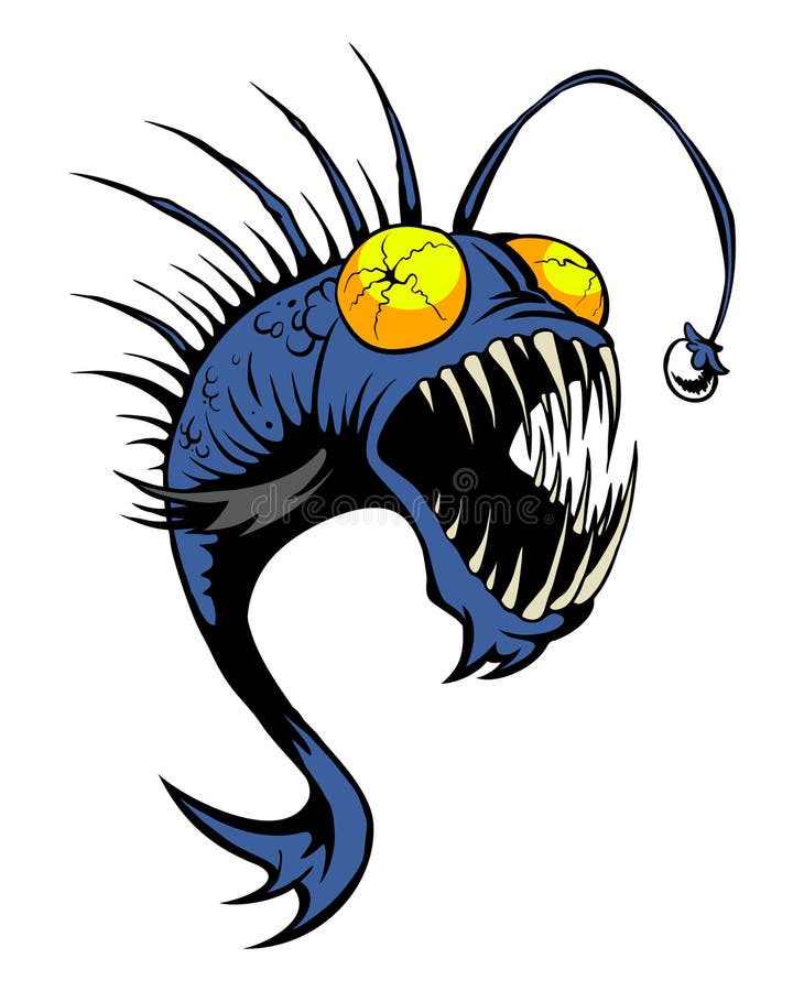 Vector Deep-sea Angler Fish Illustration. Stock Vector - Illustration ...