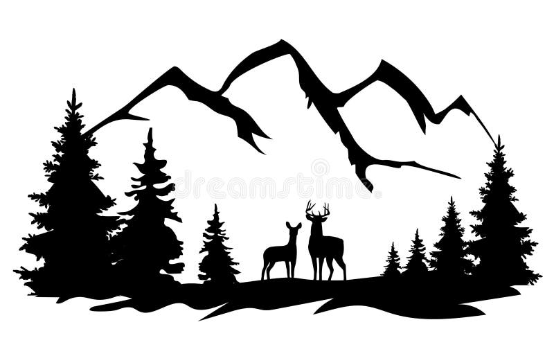 Vector Deer in the Wilderness. Stock Vector - Illustration of design ...