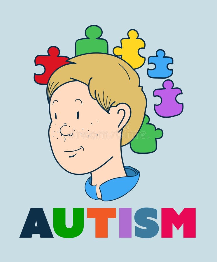 Vector Del Autismo Con El Muchacho Sonriente Ilustración del Vector ...