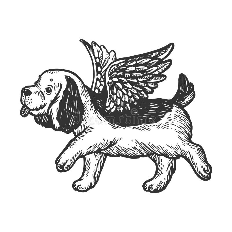 Perrito Del Perro Con Angel Wings Watercolor Stock de ilustración ...