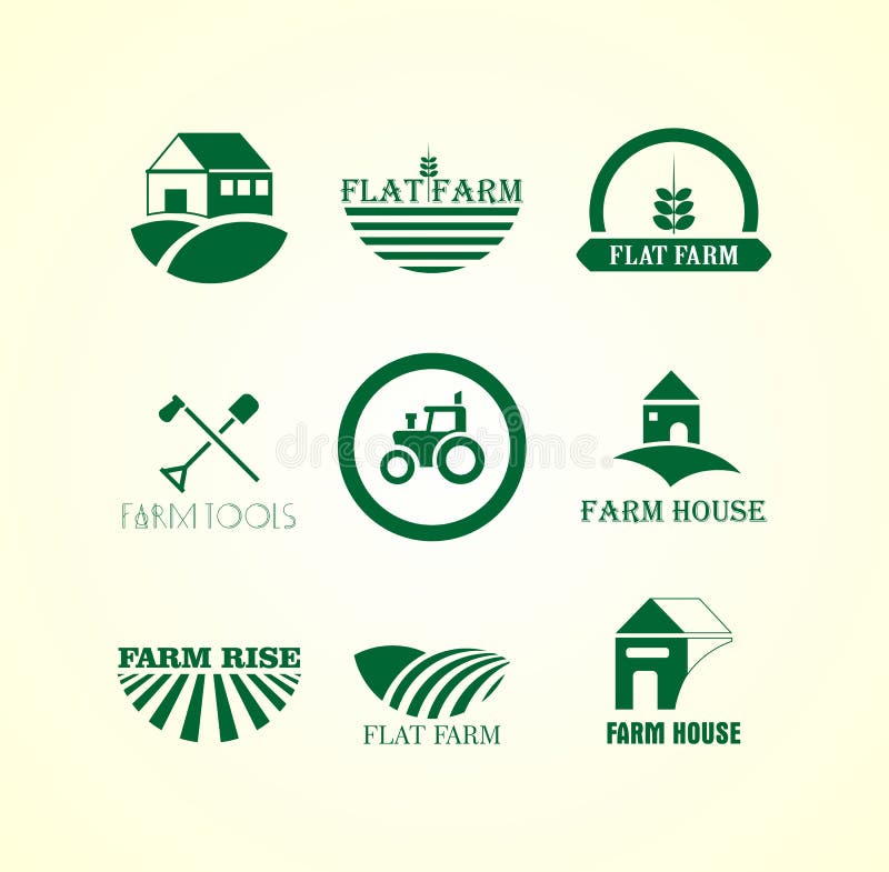 Vector Del Logotipo Plano De La Granja, Granja Logo Collection Stock de ...