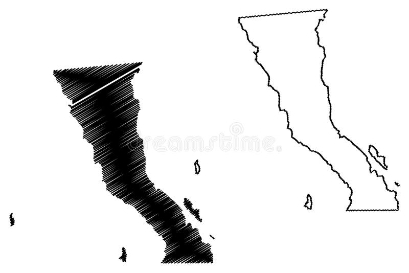 Vector Del Mapa De Baja California Ilustración del Vector - Ilustración ...