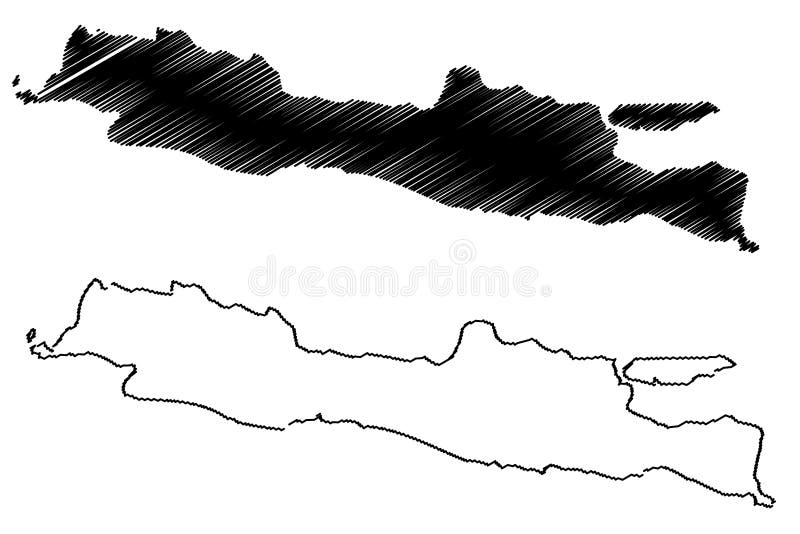 Vector Del Mapa De La Isla De Java Ilustración del Vector - Ilustración ...