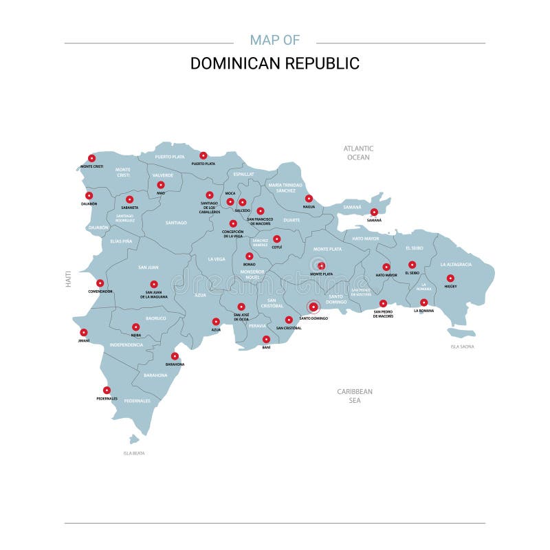 Vector Del Mapa De La República Dominicana Con El Perno Rojo ...