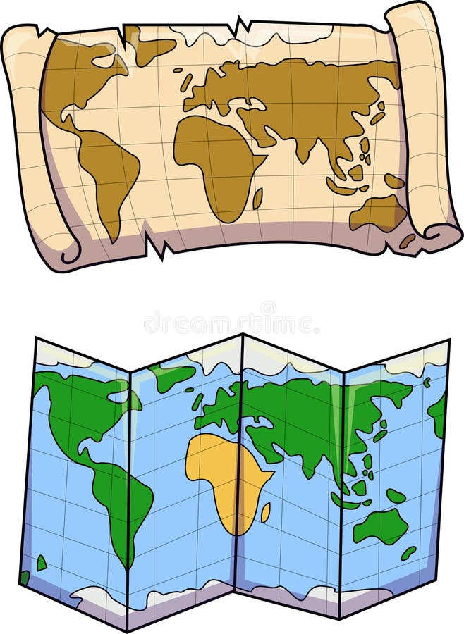 Vector Del Mapa Viejo Y Nuevo Coloreado Ilustración del Vector ...