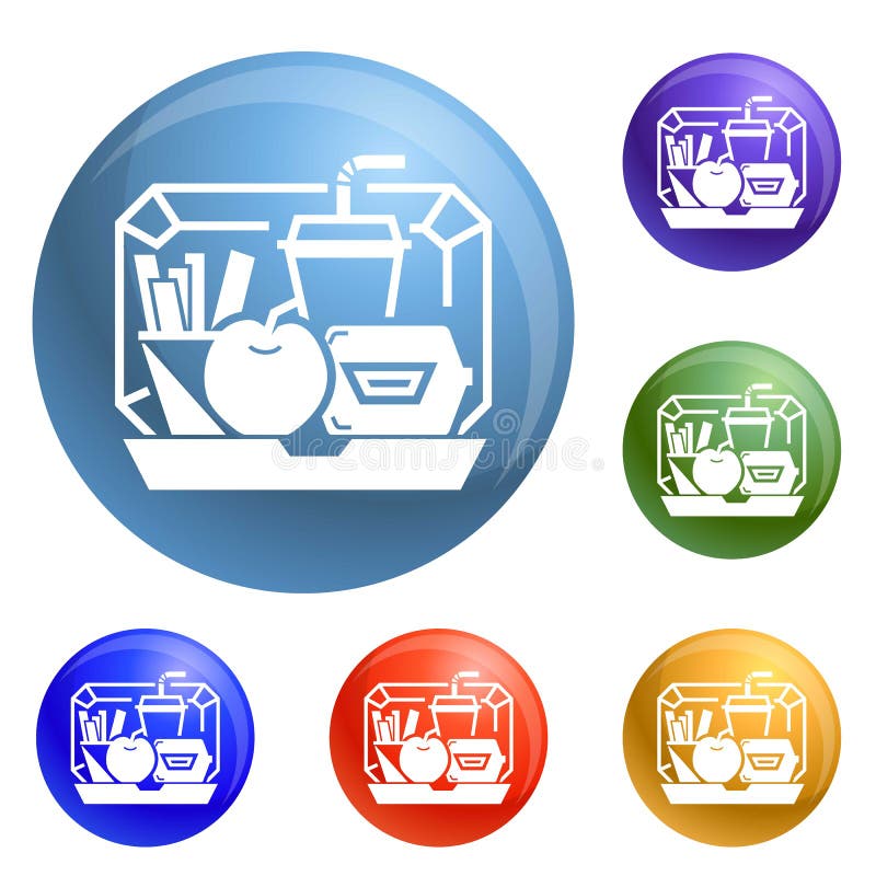 Vector Del Sistema De Los Iconos De La Caja Del Almuerzo De La Mezcla ... Vector Del Sistema De Los Iconos De La Caja Del Almuerzo De La Mezcla ...