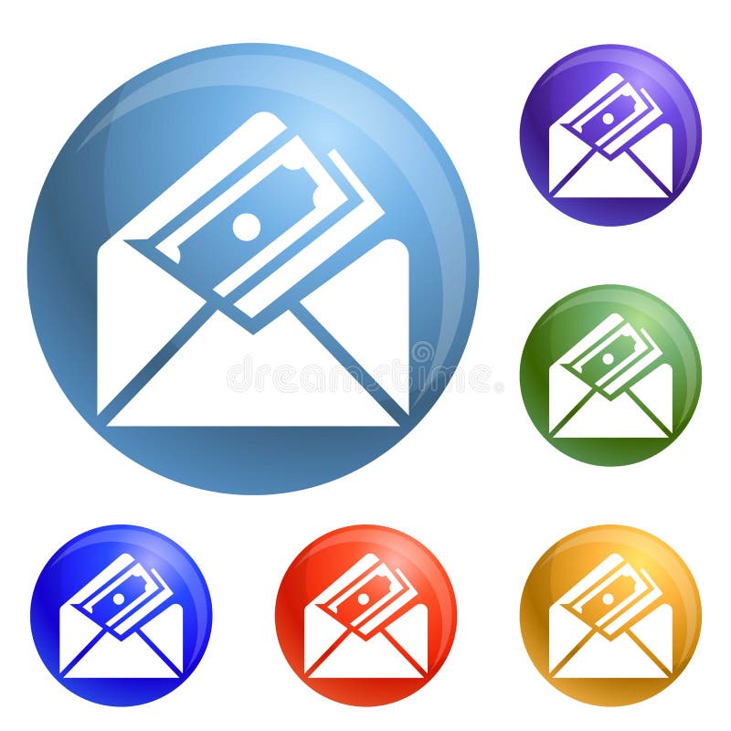 Vector Del Sistema De Los Iconos Del Sobre Del Dinero Ilustración del ...