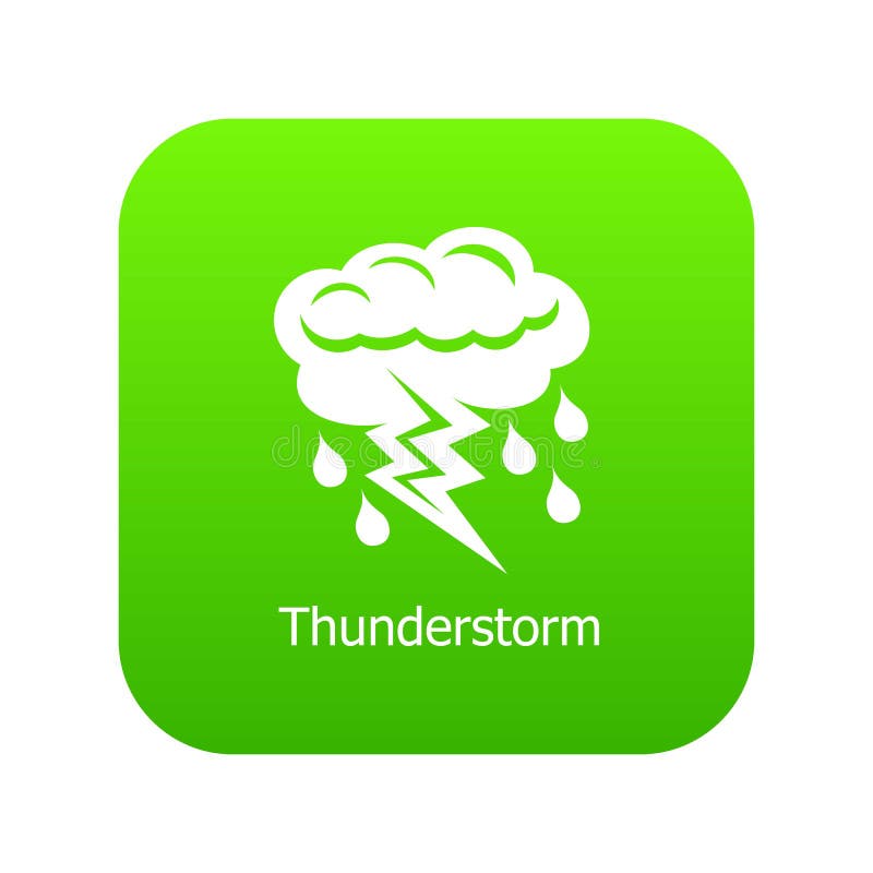 Vector Del Verde Del Icono De La Tempestad De Truenos Ilustración del ...
