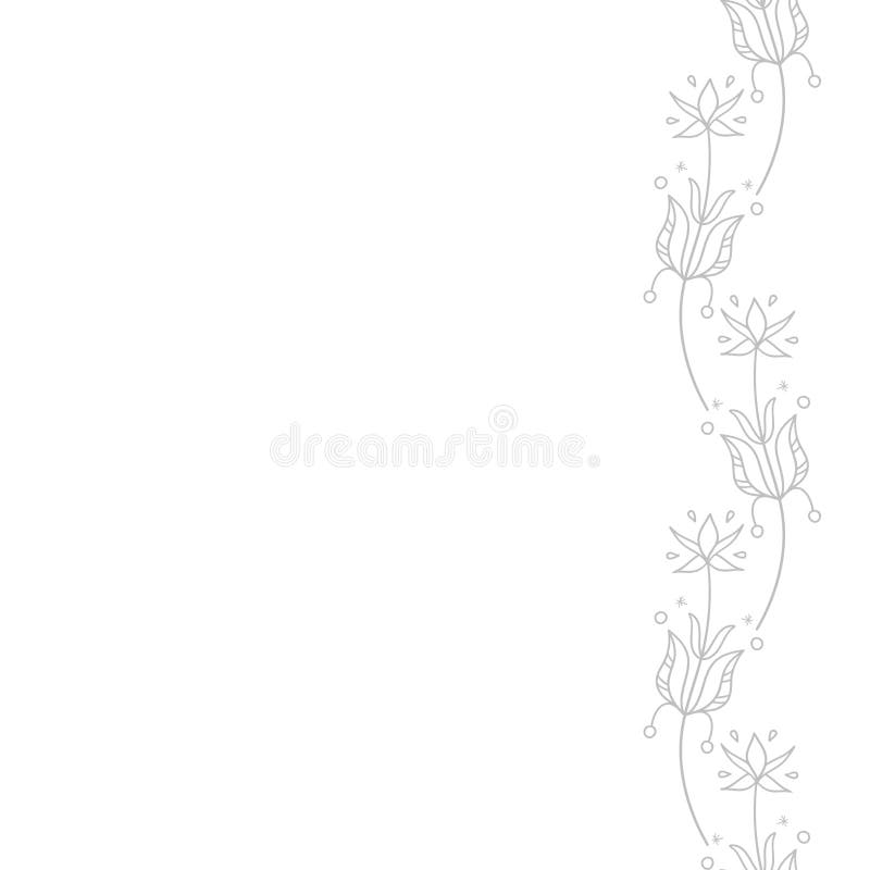 Vector Delicate Magical Floral Border on White Seamless Pattern ...