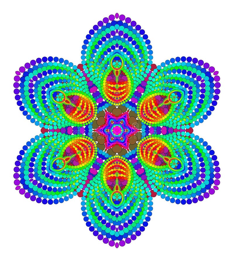 Vector Delicate Mandala for Meditative Practice Openwork Six Petalled ...