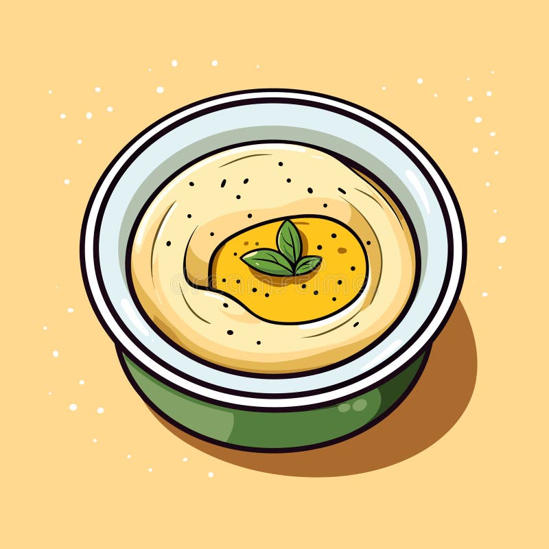 Vector of a Delicious Bowl of Soup with a Garnish of Fresh Leaf on Top ...