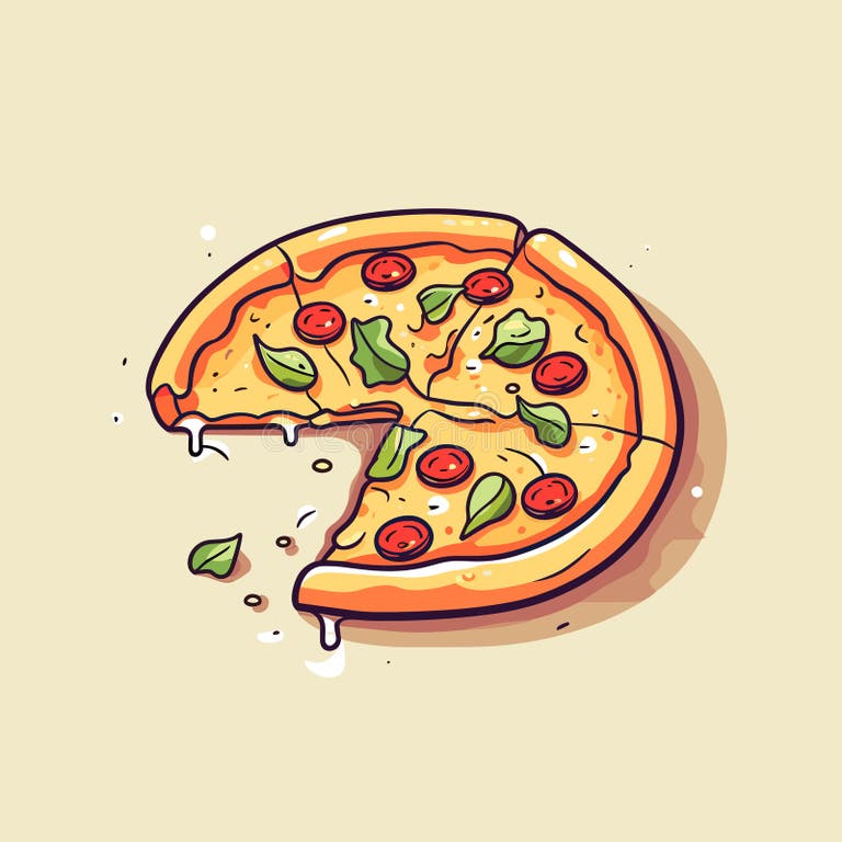 Vector of a Delicious Slice of Pizza with a Bite Taken Out of it Stock Vector - Illustration of ...