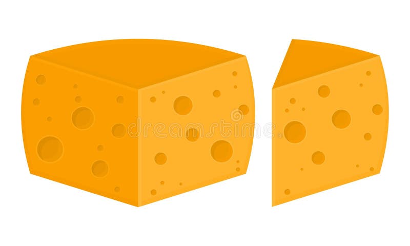 Vector Delicious Yellow Cheese Block. Cheese Illustration with Holes ...