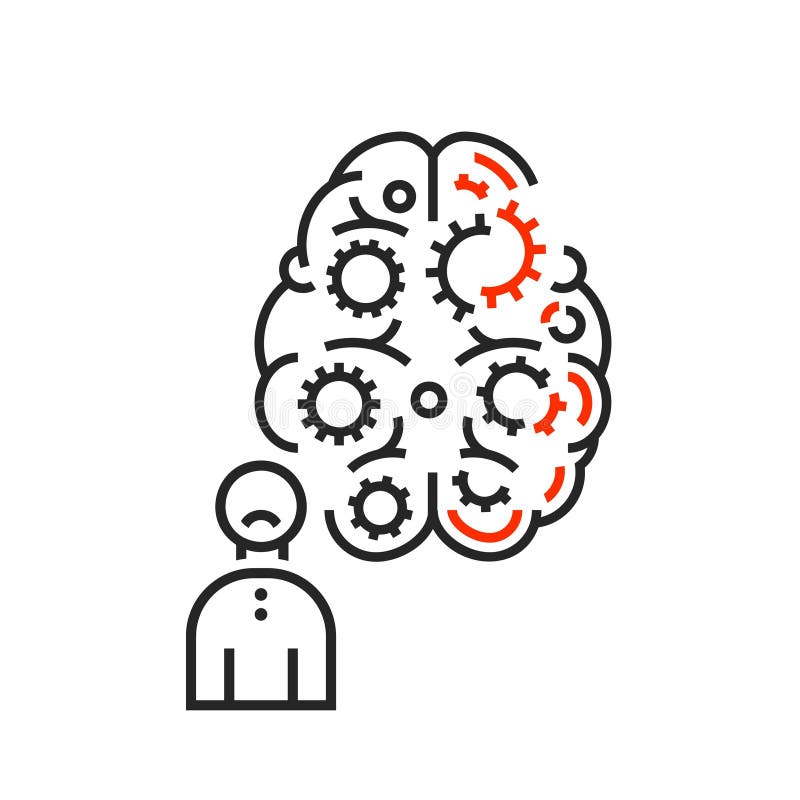 Vector Dementia Icon In Outline Style Editable Illustration Stock