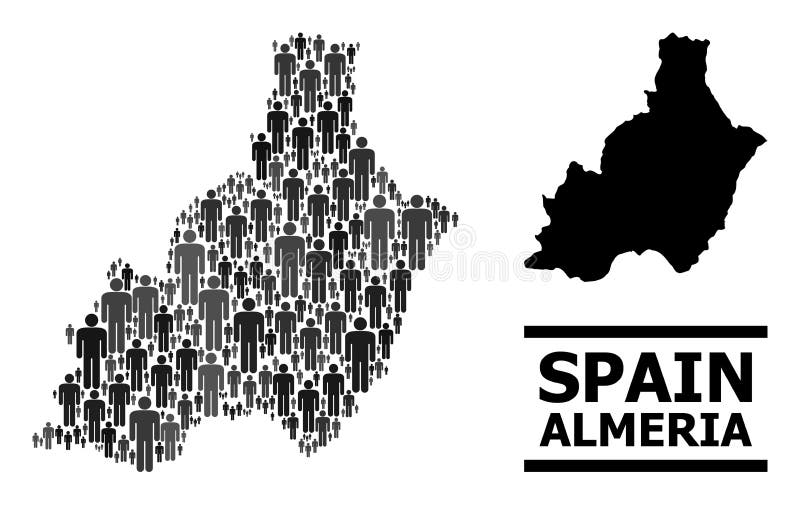 Vector Demographics Collage Map of Almeria Province and Solid Map Stock ...