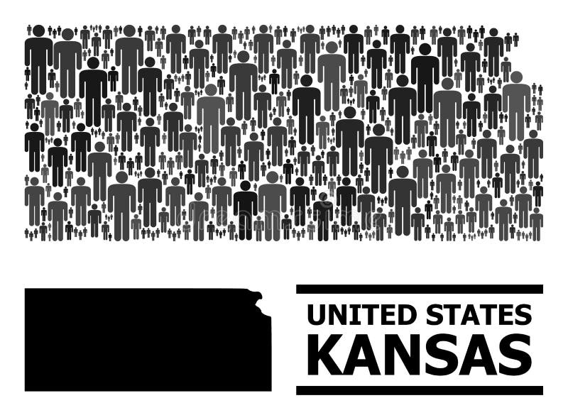 Vector Demographics Collage Map of Kansas State and Solid Map Stock ...
