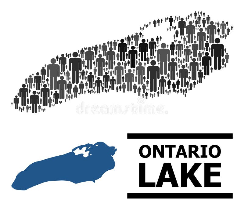 Vector Demographics Collage Map of Ontario Lake and Solid Map Stock ...