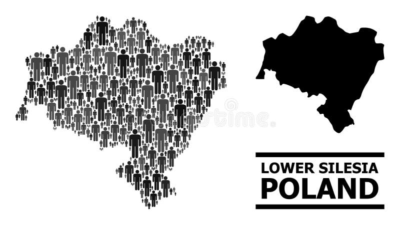 Vector Demographics Mosaic Map of Lower Silesia Province and Solid Map ...