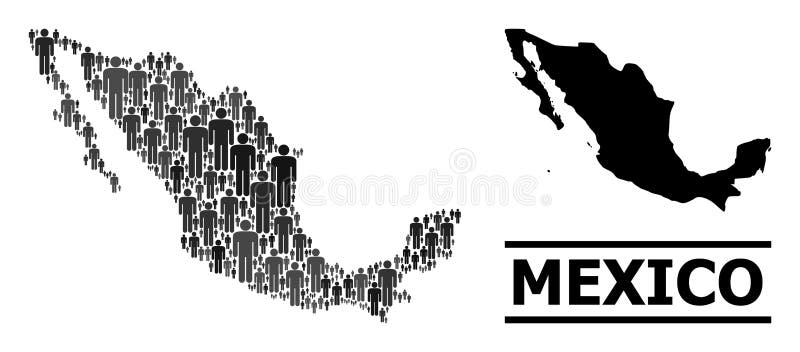 Vector Demographics Mosaic Map of Mexico and Solid Map Stock Vector ...