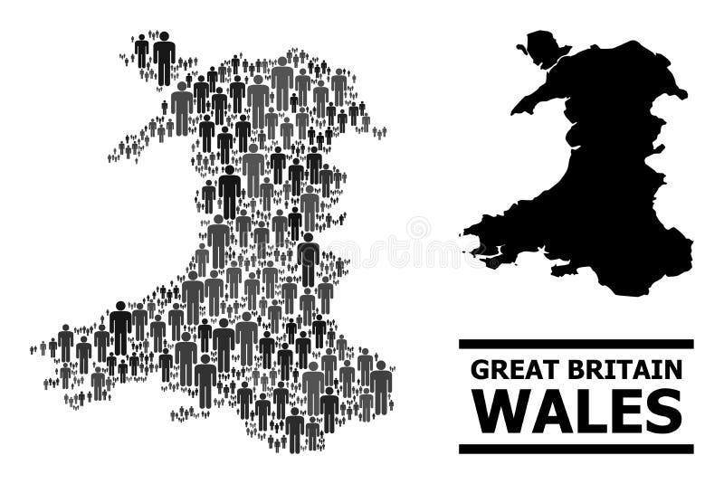 Vector Demographics Mosaic Map of Wales and Solid Map Stock Vector ...