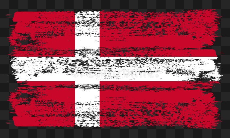 Denmark Flag in Grunge Style Stock Vector - Illustration of symbol ...