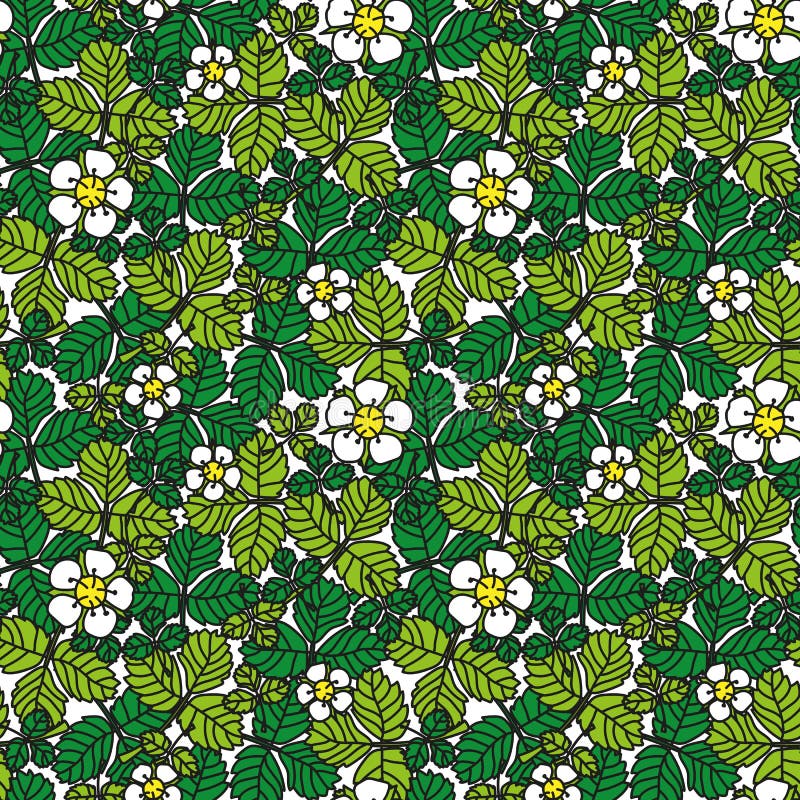 Vector Dense Leaf and Flower Seamless Pattern in Green Stock Vector ...