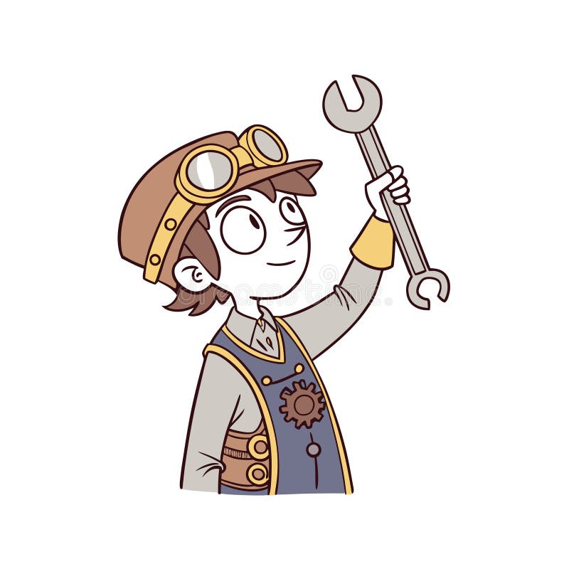 Illustrate Striking Steampunk Engineer Character Stock Vector ...