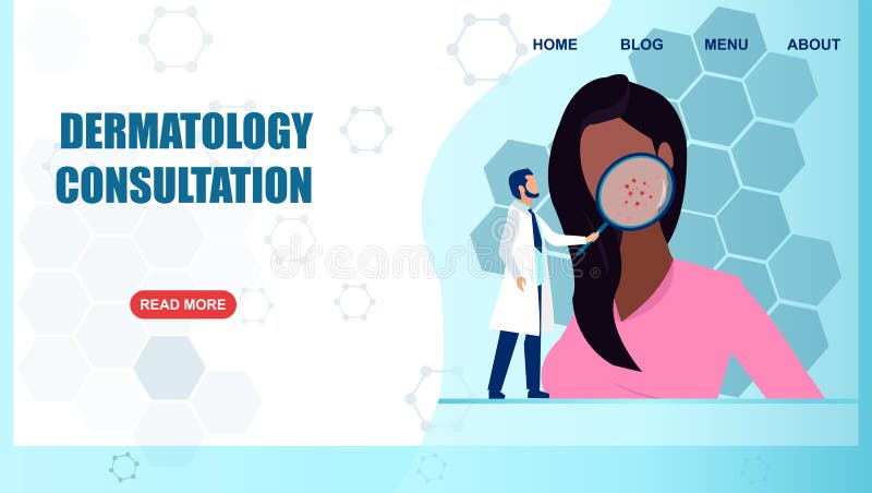 Vector of a Dermatologist with Magnifying Glass Examining Patient Face ...