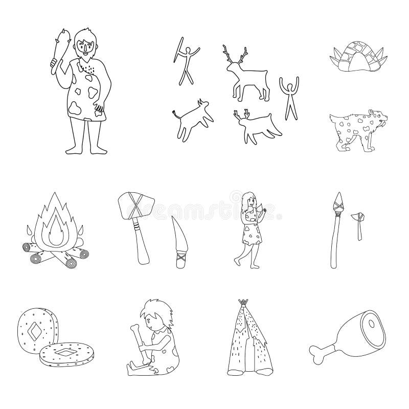 Vector Design of Ancient and Primitive Sign. Set of Ancient and Era ...