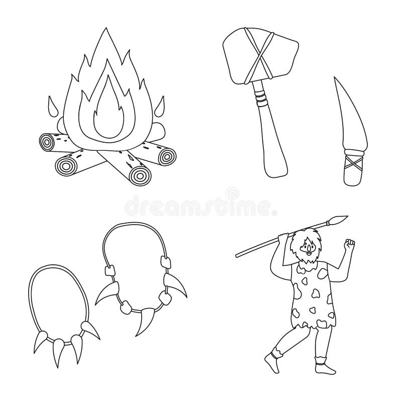 Isolated Object of Ancient and Primitive Icon. Collection of Ancient ...