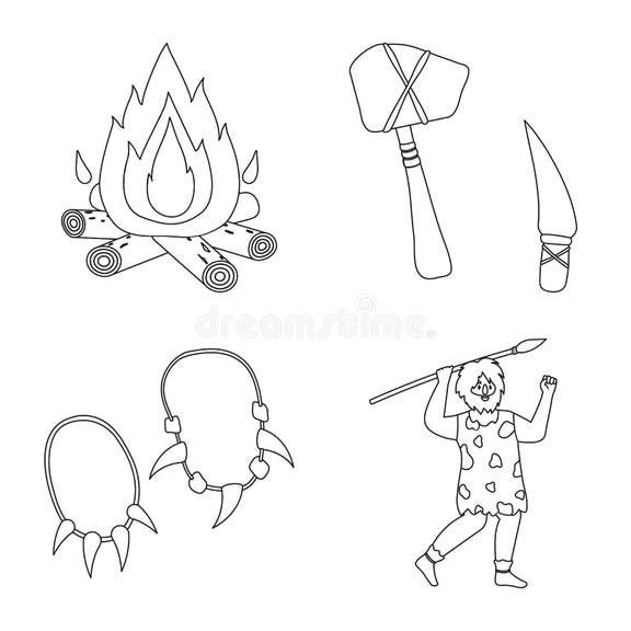 Isolated Object of Ancient and Primitive Icon. Collection of Ancient ...