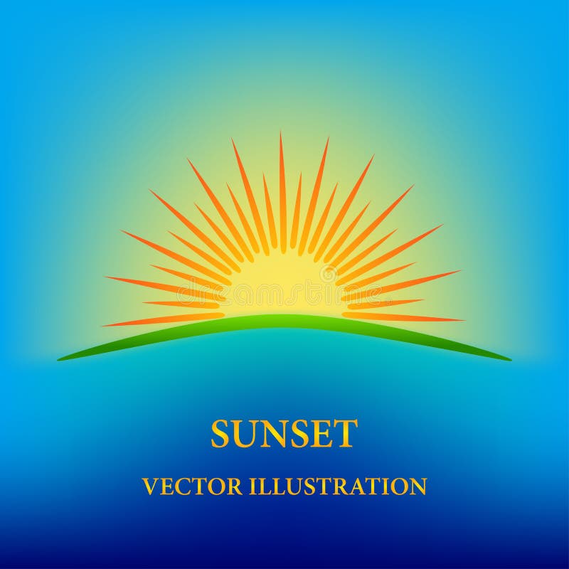 Contour Stylized Sunset Illustration Stock Vector - Illustration of ...