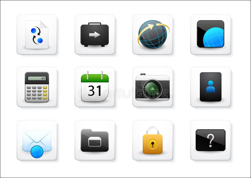 Mobile app icons set stock vector. Illustration of briefcase - 119933712