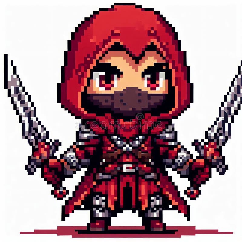 Vector Design of an Assassin in a Red Costume Using a Dual Dagger ...