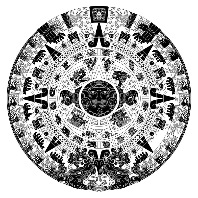 Solar Calendar of the Ancient Aztec Civilization Stock Illustration ...