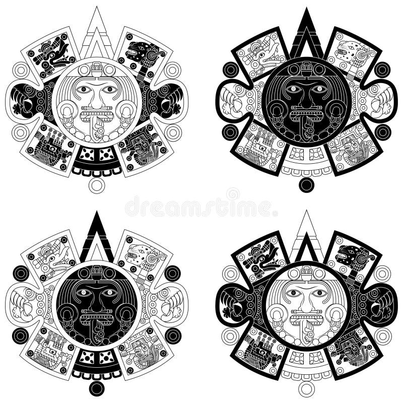 Solar Calendar of the Ancient Aztec Civilization Stock Vector ...