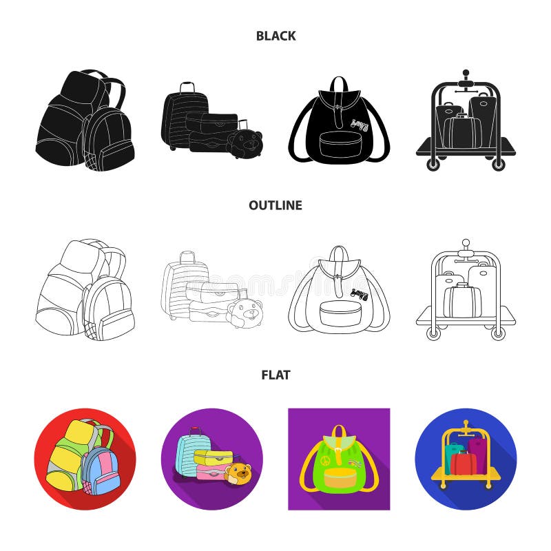 Vector Design of Backpack and Bag Icon. Set of Backpack and School ...