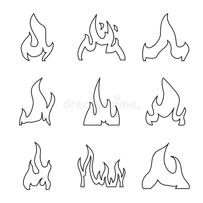 Vector Design of Blaze and Campfire Symbol. Set of Blaze and Danger ...