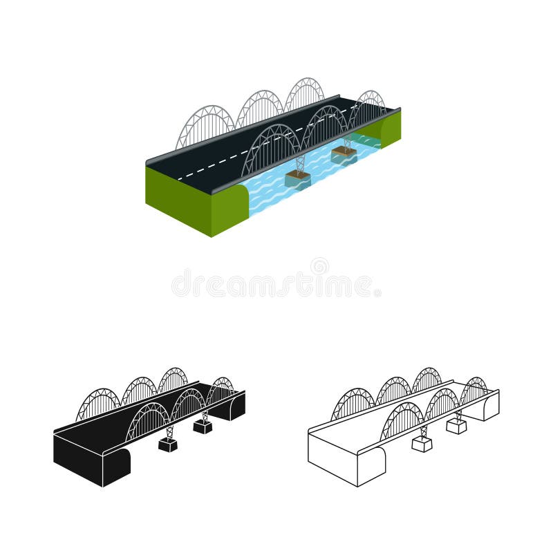 Vector Design of Bridge and Mobile Sign. Set of Bridge and Sea Vector ...