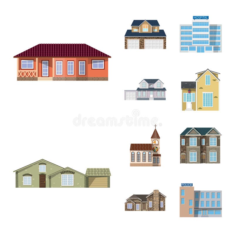 Vector Design of Building and Front Logo. Set of Building and Roof ...
