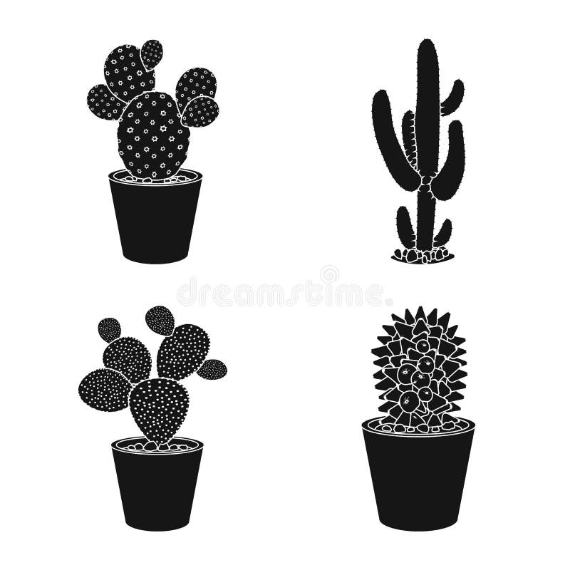 Vector Design of Cactus and Pot Symbol. Set of Cactus and Cacti Stock ...