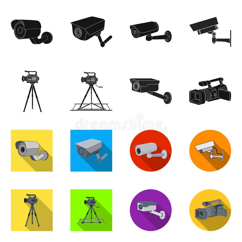 Isolated Object of Camcorder and Camera Sign. Set of Camcorder and ...