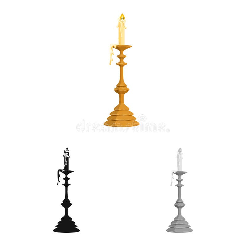 Vector Design of Candle and Candlestick Icon. Set of Candle and Lit ...