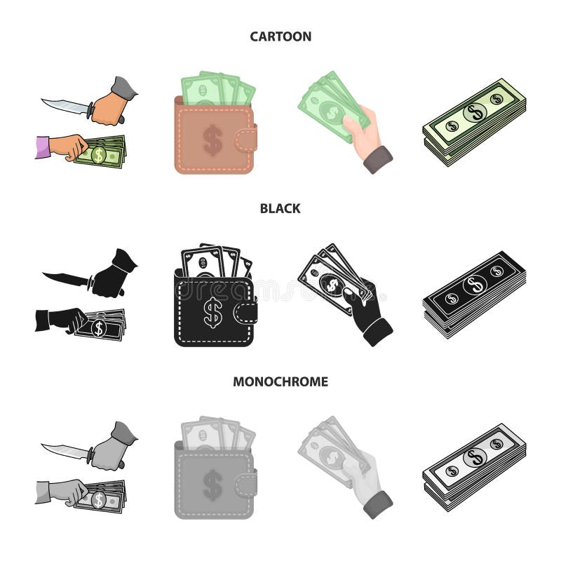 Isolated Object of Cash and Currency Logo. Set of Cash and Stack Vector ...