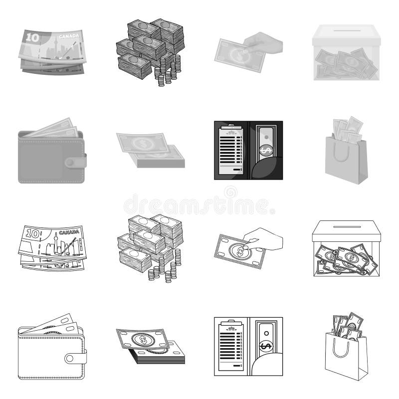 Vector Design of Cash and Currency Sign. Set of Cash and Stack Stock ...