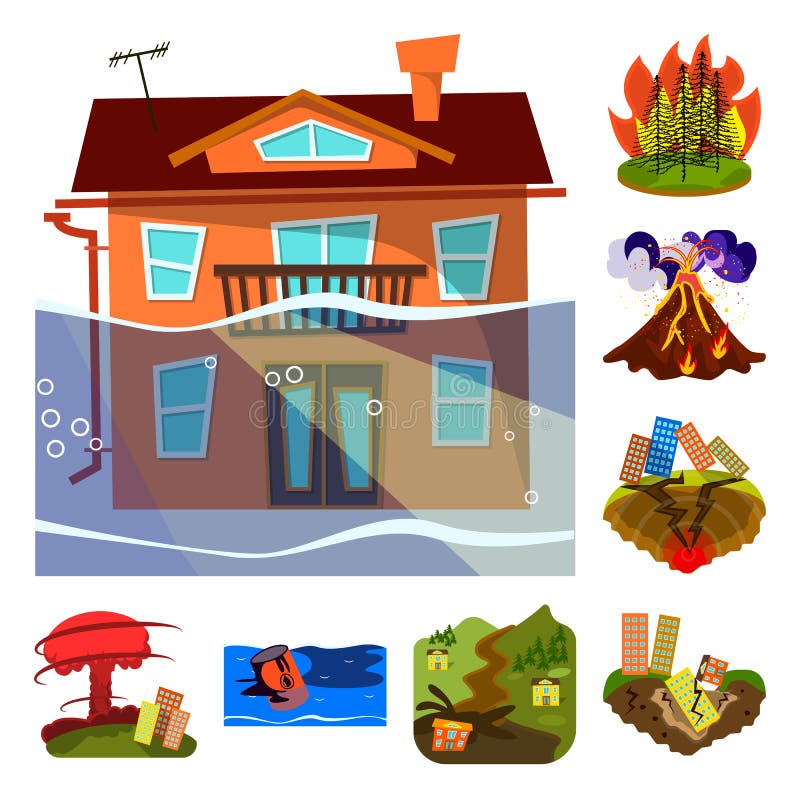 Vector Design of Cataclysm and Disaster Icon. Collection of Cataclysm ...