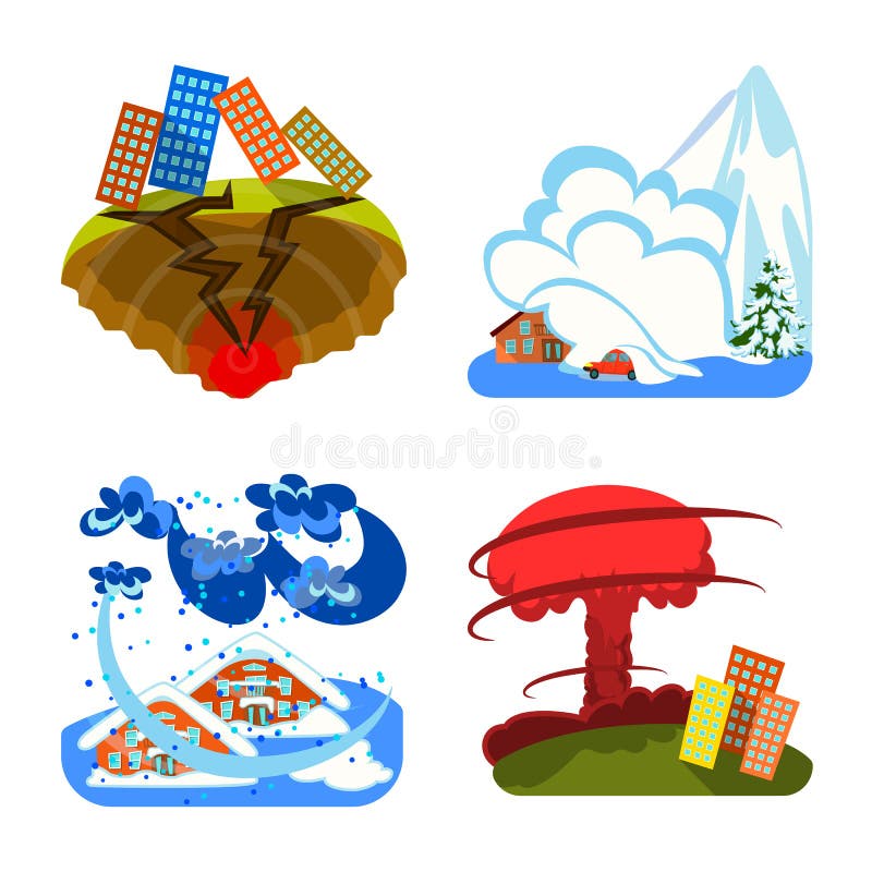 Isolated Object of Cataclysm and Disaster Sign. Collection of Cataclysm ...