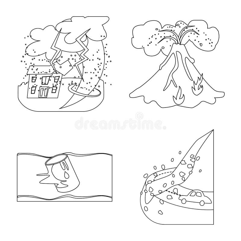 Isolated Object of Cataclysm and Disaster Symbol. Collection of ...