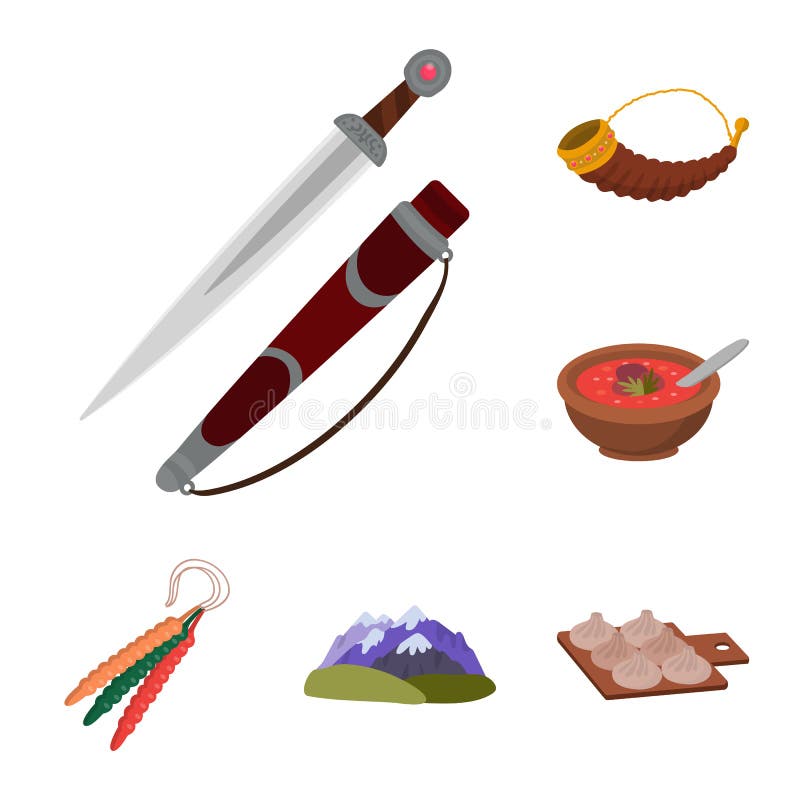 Isolated Object of Caucasus and Traditions Logo. Set of Caucasus and ...