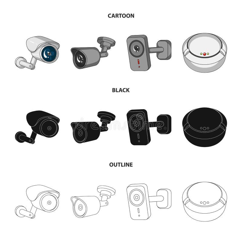 Isolated Object of Cctv and Camera Sign. Set of Cctv and System Stock ...
